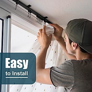 Curved Ceiling Curtain Track Bendable Mount for Curtain Rail Bunk Bed Bay Window Room Divider Flexible Straight (9.8 Feet/ 3 Meters, Black)