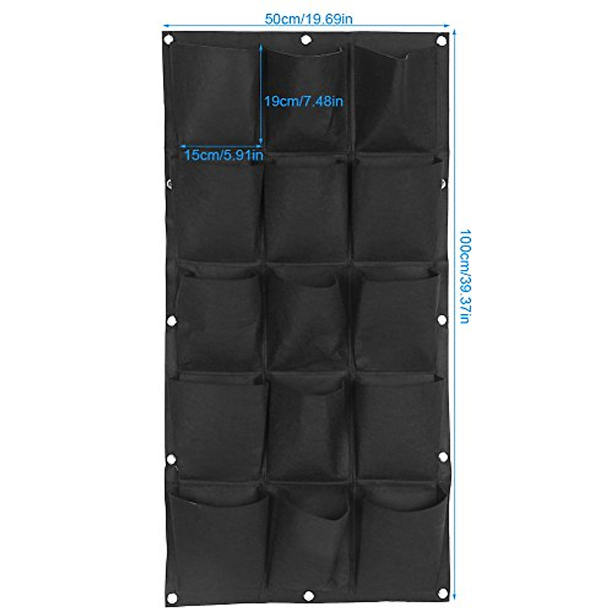 Vertical Hanging Garden Planter Wall Mounted Plant Grow Bag for Indoor Outdoor Decoration,Black (15 Pockets)