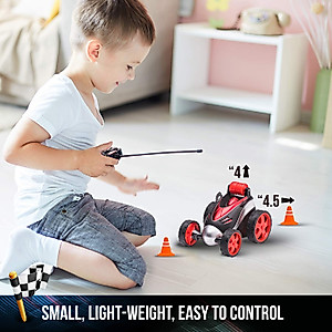 Atlasonix Remote Control Car for Boys - RC Cars for Kids, RC Stunt Car Toy | 4-Wheel Drive Car Spins and Flips | Indoor and Outdoor w/Bonus - 6 Traffic Cones | Remote Control Car for Boys 4-7