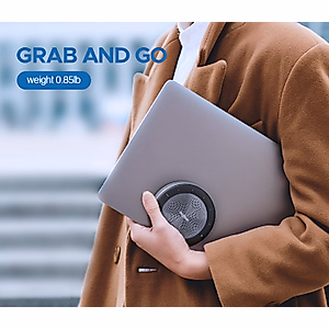 Enther&MAXHUB Bluetooth Speakerphone,USB Conference Speaker with 6 Microphones, Enhanced 360° Voice Pickup and Noise Reduction,16 Ft Pickup Distance,Home Office