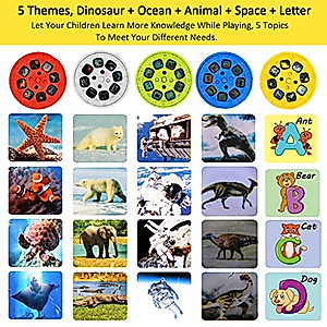 Wenosda Slide Projector Torch Projection Light Small Torches lamp Flashlight Educational Learning Bedtime Night Light for Child,Kids,Infant,Toddler,Children (5 Themess,120 Image)