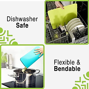 Simply Genius Plastic Cutting Boards for Kitchen - Color Coded Chopping Board Set - Flexible Cutting Mats for Meat & Vegetables - Dishwasher Safe, Non-Slip, BPA Free (8-Pack Multicolor, Mixed Size)