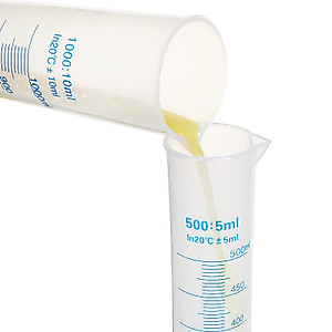 AKOLAFE 4 Pack 500ml Plastic Graduated Cylinder, Transparent Measuring Cylinder Set, Science Measuring Test Tube Flask with 2-Sided Marking & Pour Spout, for Science Projects, Laboratory Supplies