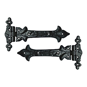 Akatva Doorbell Button with T Hinge Set – 2 Pieces Gate Hinges for Wooden Fences Heavy Duty – Bell Push Button – Doorbell Button Wired – Barn Hinges for Doors – Black Hinges – Antique Copper Finish