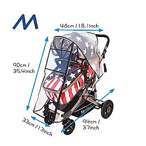 Siravic Stroller Cover, Clear EVA Stroller Rain Cover Universal Baby Travel Weather Shield Protects from Snow, Wind, Dust and Sun (Square Door, Medium)