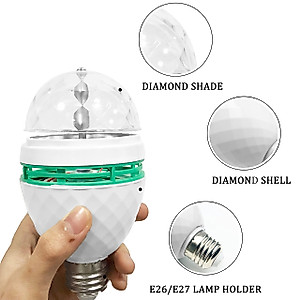 Asng Rotating LED Strobe Bulb Multi Changing Color Crystal Stage Light E27 Base
