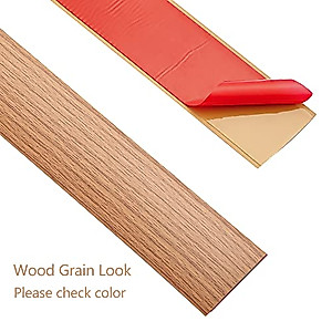 6.56Ft Vinyl Floor Transition Strip Self Adhesive,Rubber Threshold Strip for Doorways 1.97'' Width,Peel and Stick Transition Strip for Laminate Flooring,Wood Grain Look(Brown),DIY Installation