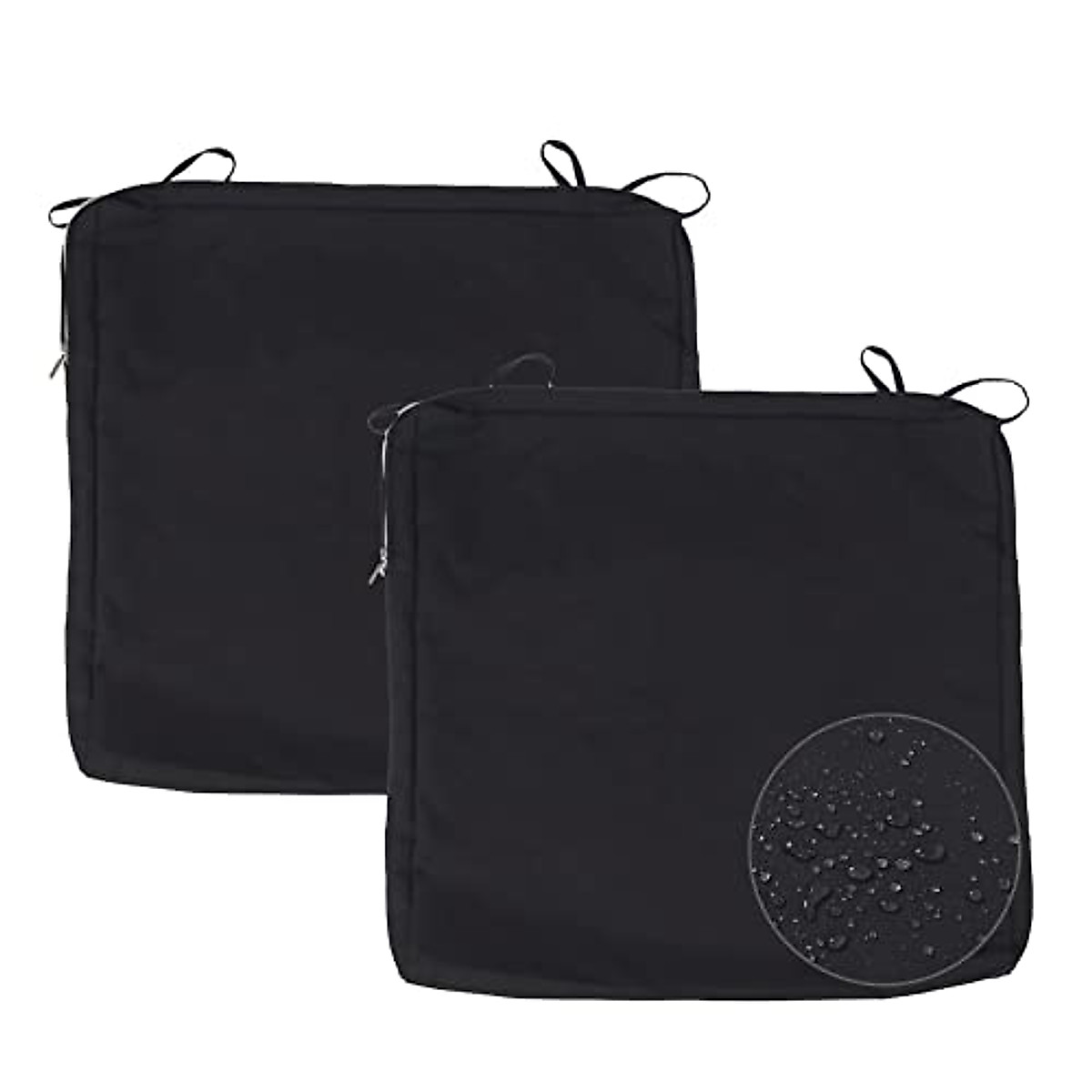 Leeymoo Outdoor Seat Cushion Covers, Water Repellent Patio Cushion Replacement Covers-Only Covers (18"x18"x2" 2 Pack Black)