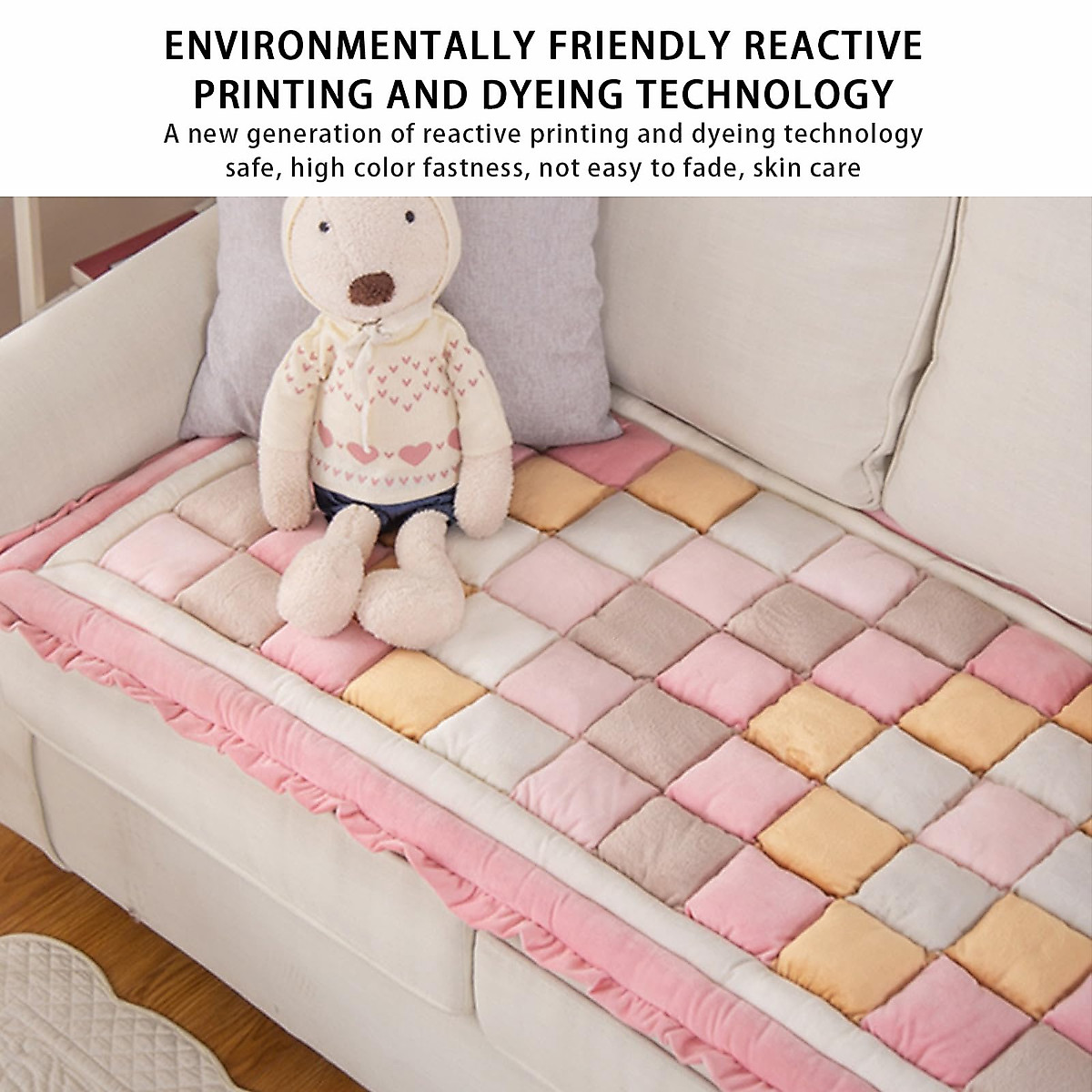 Funnyfuzzy Coloured Plaid Square Pet Mat Bed Couch Cover, Funny Fuzzy Multipurpose Couch Cover, Garden Cotton Washable Protective Floor Furniture Cover(Size:50X180CM,Color:B)