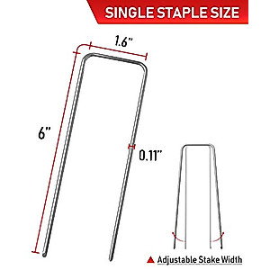 Decorlife 100-Pack Landscape Staples, 6-Inch 11 Gauge Galvanized Garden Staples with Sharp Ends, Anti-Rust & Heavy-Duty, Ideal for Anchoring Weed Barrier Fabric, Irrigation Line
