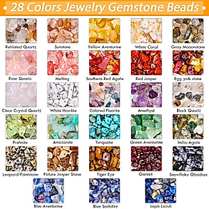 selizo Crystal Beads for Ring Making, 28 Colors Crystal Chips and Gemstone Beads for Jewelry Making, Crystal Ring Making Kit with Plastic Box for Jewelry Ring, Bracelets, Earring Making Supplies