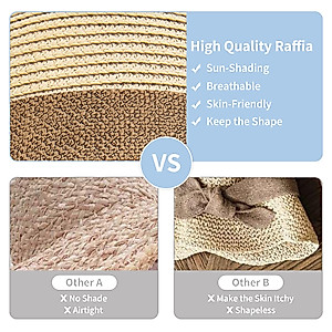 Women Sun Straw Hat Cloche Hat Summer Hat for Women 1920s Vintage Hat Foldable Packable for Beach Vacation