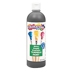 Colorations Washable Tempera Shiny, Metallic Effect Paint, 16 fl oz, Black, Non Toxic, Vibrant, Bold, Kids Paint, Craft, Hobby, Fun, Art Supplies