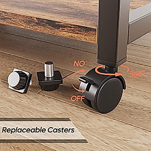 Bestier Bakers Rack with Power Outlet, 4-Tier Kitchen Microwave Stand, Coffee Bar with 6 S-Shaped Hooks, Rolling Storage Shelf Rack with Adjustable Shelf for Kitchen, Living Room - Rustic Brown