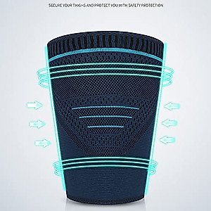 POKEAT 2Pcs Thigh Guard Protector Leg Support Compression Bandage Adjustable Compression Sleeve for Arthritis Relief Ligament Injury Tendinitis Strain,Black,XL