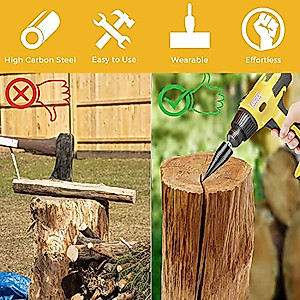 Firewood Log Splitter 45mm+32mm, 6PCS Wood Log Splitter Firewood Detachable Drill Bit Heavy Duty Electric Drills Screw Cone Driver Hex + Square + Round