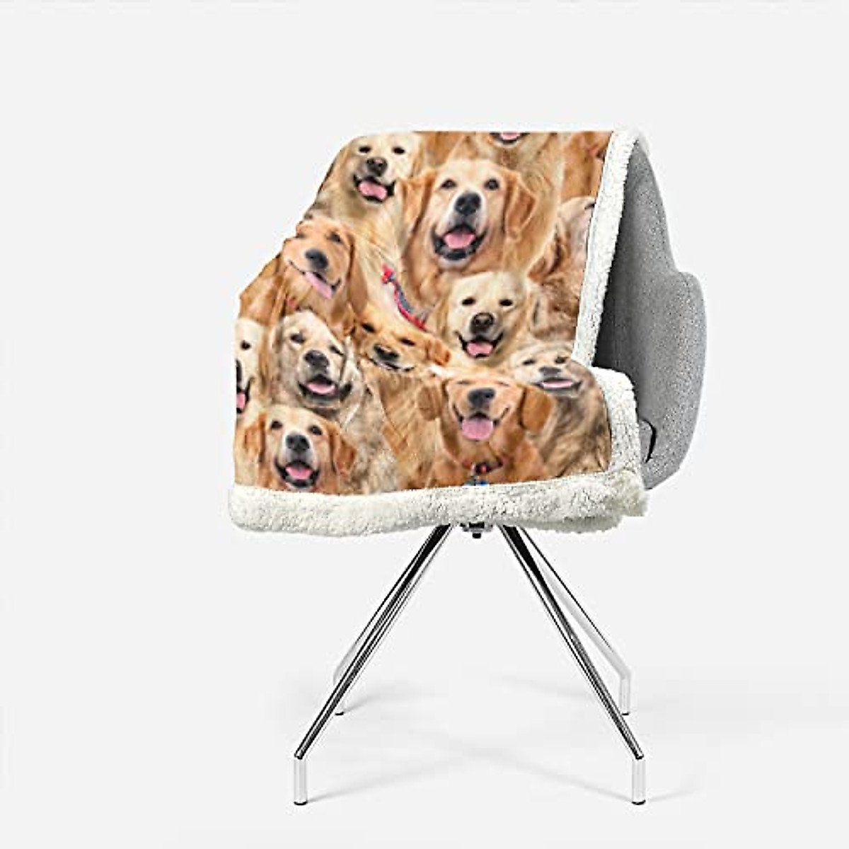 AILONEN Dog Blanket for Kids Adults, Animal Cute Puppy Plush Blanket, Double Sided Fabric Lamb Wool Flannel Sherpa Throw Blanket(Golden Retriever,Throw, 47 x31 Inches)