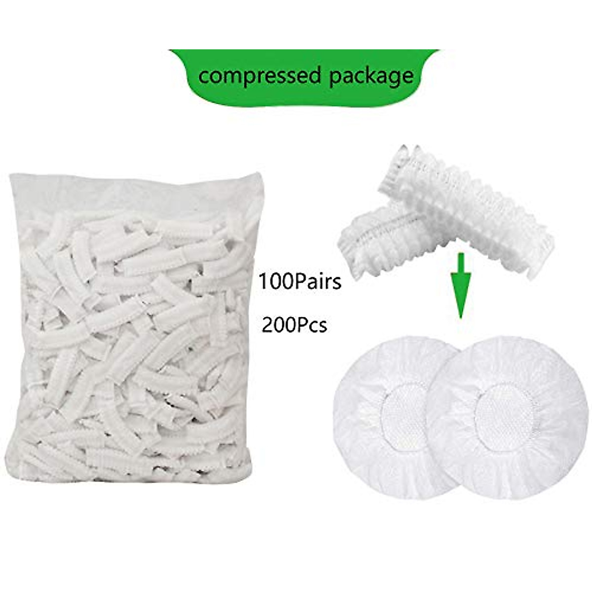 JYHF Disposable Sanitary Headphone Covers, Earpad Cover Ups for Headset Protector, Non-Woven Hygienic Sweat-Proof Stretchable White Ear Cover (200Pcs，4.3”)