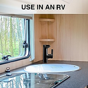 Waterfall Bathroom Faucet - WaterSong Matte Black Bathroom Faucet for Sink 360° Swivel Single Handle One Hole Vanity Faucet, Farmhouse RV Bathroom Vessel Basin Faucet Deck Mount, 100% Lead-Free