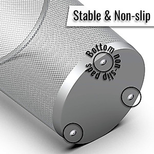 Zuvo Circular Mesh Waste Paper Bin | Lightweight Waste Basket Garbage Can | Metal Trash Bin Ideal for Kitchen Home Office Bin Dorm Room Living Room Desk Bedroom. (1 Silver) (27 X 24 cm)