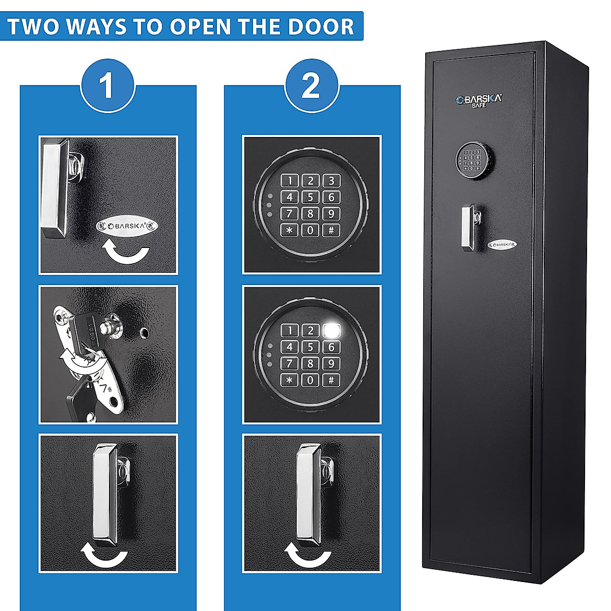BARSKA AX13100 4.33 Cubic Foot Keypad Rifle Safe, One Size, Black