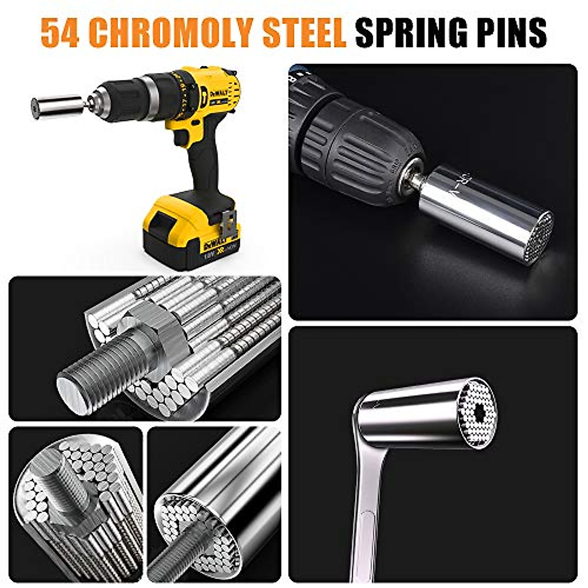 Super Universal Socket Tools Gifts for Men - Christmas Stocking Stuffers for Men Socket Set with Power Drill Adapter Grip Socket Cool Gadgets for Men Birthday Gifts for Dad Men Women Husband (7-19mm)