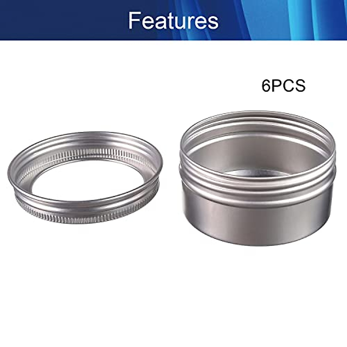 Heyiarbeit 6Pack 3.4 OZ Tin Cans Screw Top Round Aluminum Cans Screw Lid Containers with Clear Window for Store Spices Candies Tea or Gift Giving