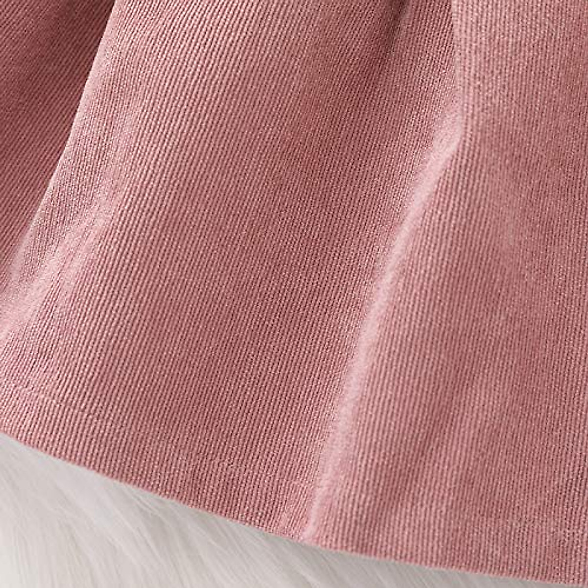 YQYJA Toddler Baby Girls Fall Winter Corduroy Ruffle Long Sleeve Dress Headband Kids Dresses (Pink, 12-18 Months)