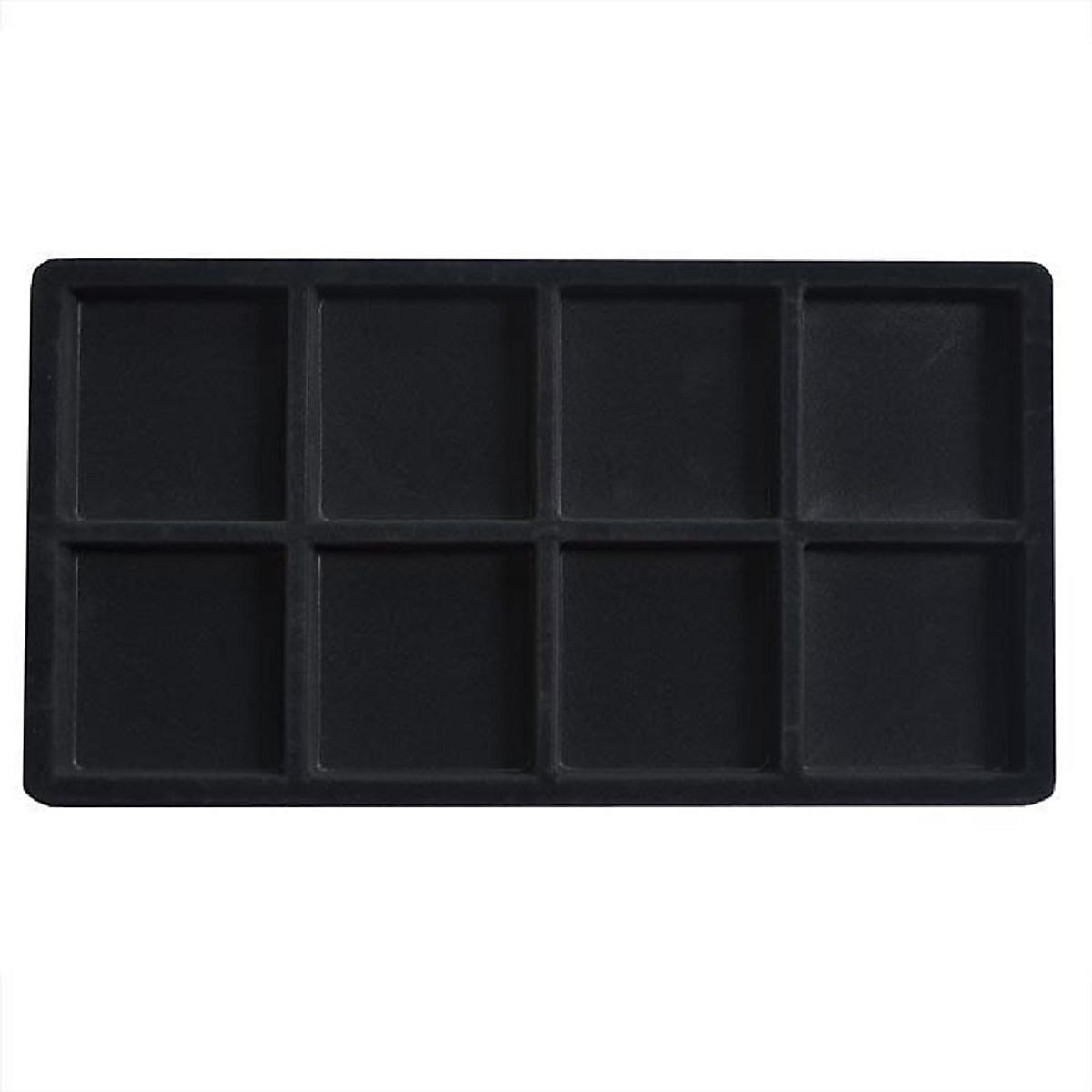 Display and Fixture Store Black Flocked Plastic Jewelry Tray Insert ~ 8 Compartment