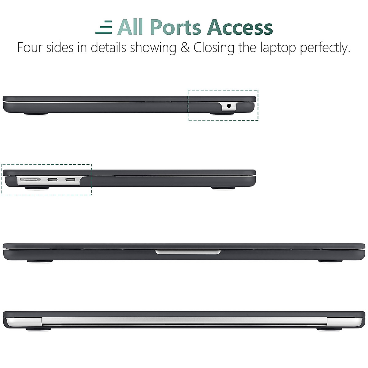 DONGKE Compatible with M3 MacBook Air 15 Inch 2024 2023 Case Model A3114 A2941 M2 with Liquid Retina Display & Touch ID, Protective Plastic Hard Shell Cover with Keyboard cover - Matte Black