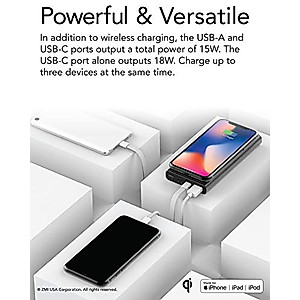 ZMI LevPower M10 MFi & Qi Certified USB PD Portable Charger with USB-C & Lightning Ports, Wireless Power Bank Compatible with iPhone 14/13/12/11/Pro/Max/X/XS/XS Max/8/8 Plus & iPad