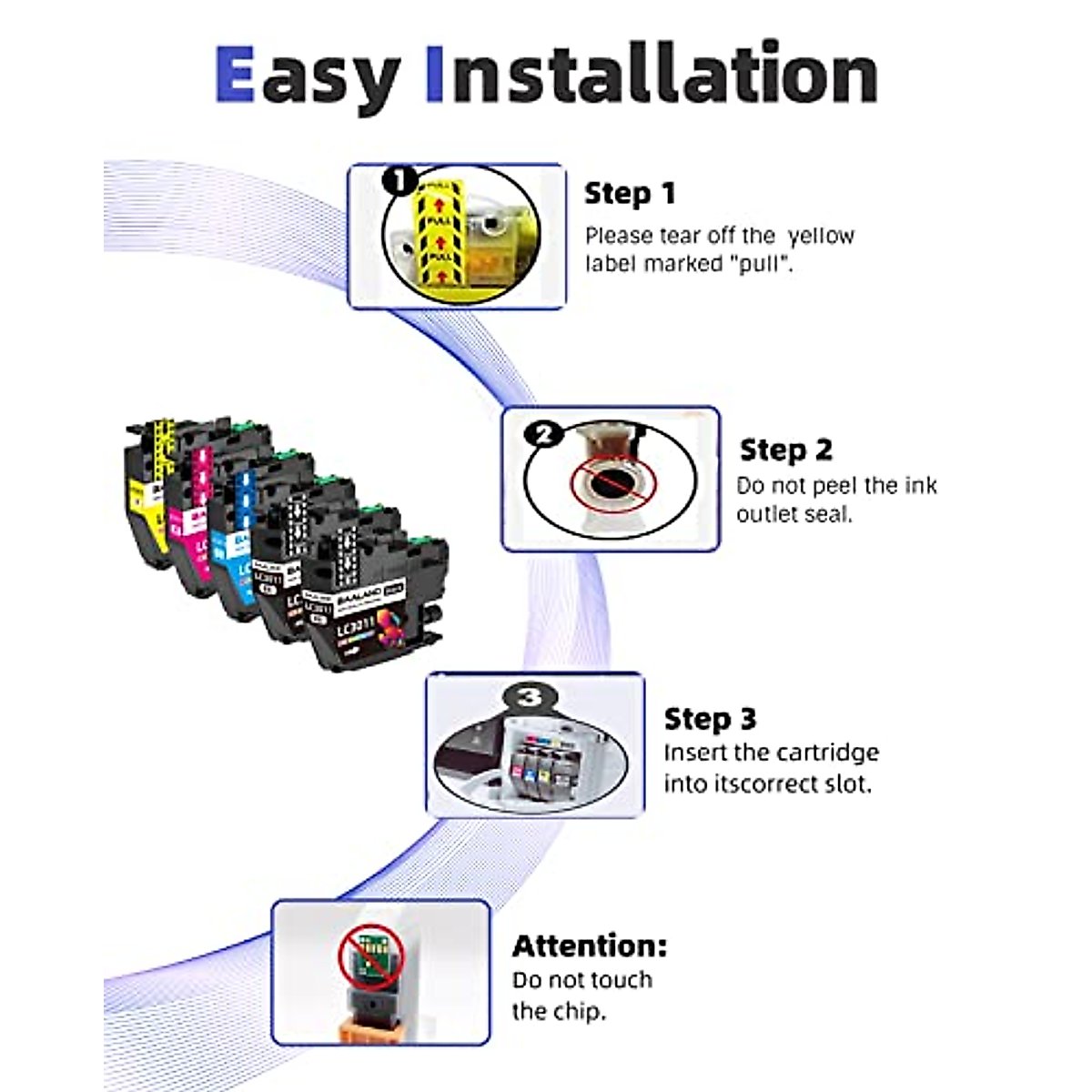 LC3011 Ink Cartridges 2BK/ C/M/Y Compatible Repalcement for Brother LC3011 LC3013 LC3011BK LC3013BK Ink Work with Brother MFC-J491DW MFC-J895DW MFC-J690DW MFC-J497DW Printer (5-Pack)