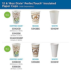 Dixie PerfecTouch 12 oz. Insulated Paper Hot Coffee Cup by GP PRO (GEORGIA-PACIFIC), White, 5342W, 1,000 Count (50 Cups Per Pack, 20 Sleeves Per Case)