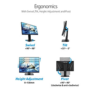 ASUS 24.5" 1080P Gaming Monitor (VG258QR) - Full HD, 165Hz (Supports 144Hz), 0.5ms, Extreme Low Motion Blur, Speaker, Adaptive-Sync, G-SYNC Compatible, VESA Mountable, DisplayPort, HDMI, DVI-D, Black