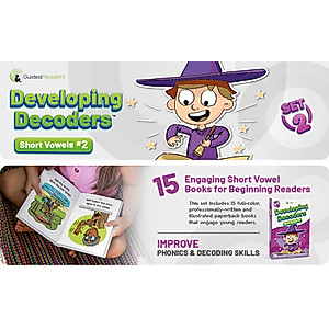 Decodable Readers: 15 Short Vowel Phonics Decodable Books for Beginning Readers Ages 4-7 Developing Decoders (Set 2)