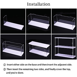 Clear Acrylic Display Case for Mini Funko Pop Figures with Light, 2 Layer Storage Cabinet Shelf Showcase for Toys Mini Figures Collectibles Rock Stone Crystals, Wooden Black Finish 10.2x4.7x11.4inch