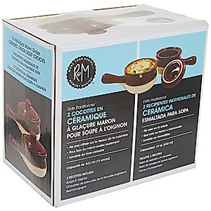 R&M International Traditional Style Ceramic 15-Ounce French Onion Soup Crocks, Polished, Set of 2