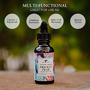 Baja Basics Prickly Pear Oil Cold Pressed, 100% Pure, Unrefined Moisturizer for Skin, Face, Body, Nails and Hair - Multi-Purpose Beauty Product For Men and Women - 1 oz Bottle