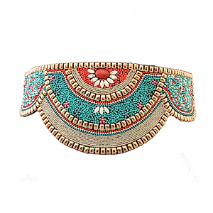 idealway Bohemian Women Belt Ethnic Beaded Elastic Stretch Adjustable Belt Waist Belly Chain Body Jewelry (B)