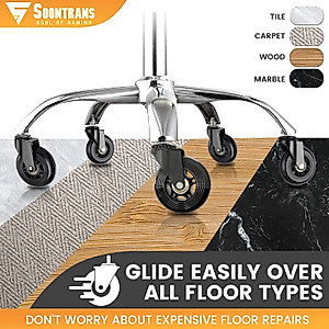 Office Chair Wheels,Set of 5,Soontrans,Rollerblade Wheels Replacement for Office Gaming Chairs Caster Wheels for Carpet,Wood Floors,Heavy Duty Computer Chair Wheels,NOT Compatible for IKEA
