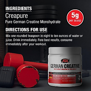 German Creatine - Pure Creapure Micronized Creatine Monohydrate Powder, Promotes Muscle Growth, Increase Muscle Mass, Enhance Strength, 99.99% Purity, 3rd Party Tested, 270g (54 Servings)