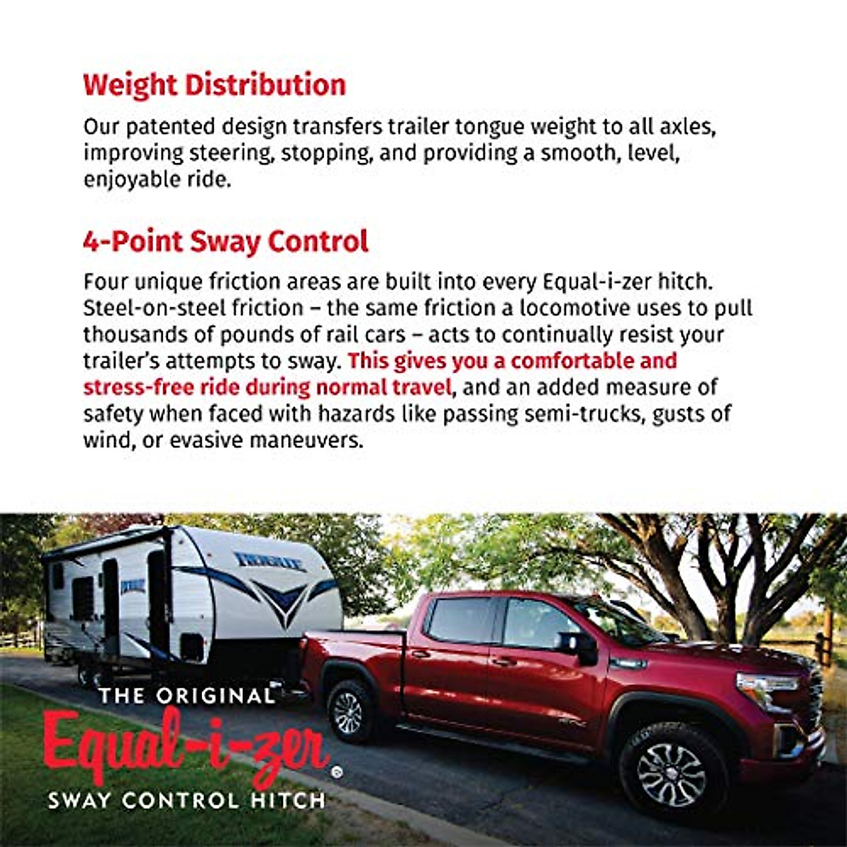 Equal-i-zer 4-point Sway Control Hitch, 90-00-1201, 12,000 Lbs Trailer Weight Rating, 1,200 Lbs Tongue Weight Rating, Weight Distribution Kit DOES NOT Include Hitch Shank, Ball NOT Included