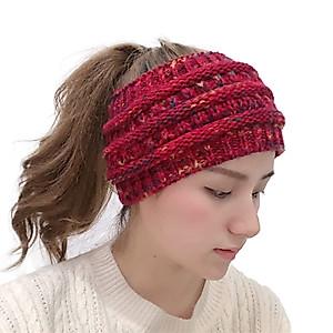 tuduoms Womens Cable Knit Headband Fleece Lined Winter Ear Warmer Tie Dye Headband Wrap for Christmas Valentine’s Day Giving Red
