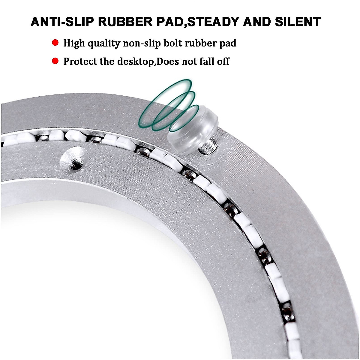 Ø 8in 10in 12in 14in 16in 20in 24ni 27in 32in Lazy Susan Silent Rotating Bearing Turntable With Threaded Rubber Pad 360 Degree Swivel Turntable Heavy Duty Aluminium Alloy Swivel Base