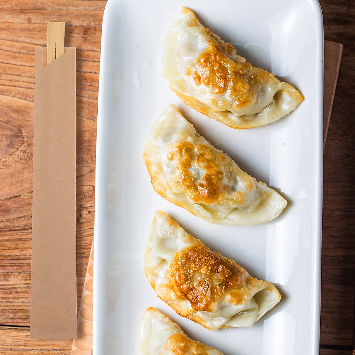 Cabilock 200Pcs Kraft Paper Chopsticks Sleeve Portable Chopsticks Pack Reusable Chopsticks Cover Paper Chopstick Bog Pouch for Straws Cutlery Spoon 22cm