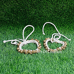 Art Of Creation Ghungroo For Kathak Dancing Bells 25 + 25 Tied In Cotton Cord Anklte Pair Classical Bharatnatayam Indian Traditional Ghungru 50 Big Bells From India