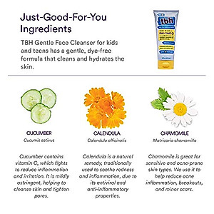 TBH Kids Gentle Gel Face Wash for Kids, Preteens, and Teens with Sensitive Dry Oily Skin - Gentle Facial Cleanser and Hydrating Facewash for Girls and Boys - Sulfate Free, Paraben Free - 6 Oz