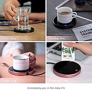 HAOY Coffee Warming Mug, Electric Coffee Warmer for Desk Use Beverage Cup Candle Wax Heater Plate Touch Control Cups Mug Hot Thermostat Heating Coffee, Beverage, Milk, Tea and Hot（Gold）