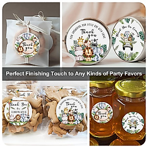 80 Wild Safari Thank You Stickers, Jungle Safari Baby Shower Favor Stickers, Wild Animals Birthday Party Favor Label Decorations (2 Inch)