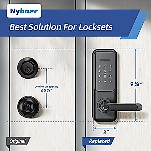 Smart Lock, Nyboer Smart Door Handle, Fingerprint, Keyless Entry Door Lock with Handle, Digital Lock with Keypad, Electronic Passcode Smart Door Lock for Front Door,Keypad Door Handle